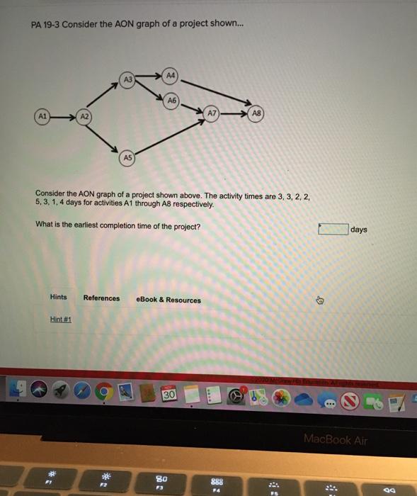 Solved PA 19-3 Consider the AON graph of a project shown... | Chegg.com