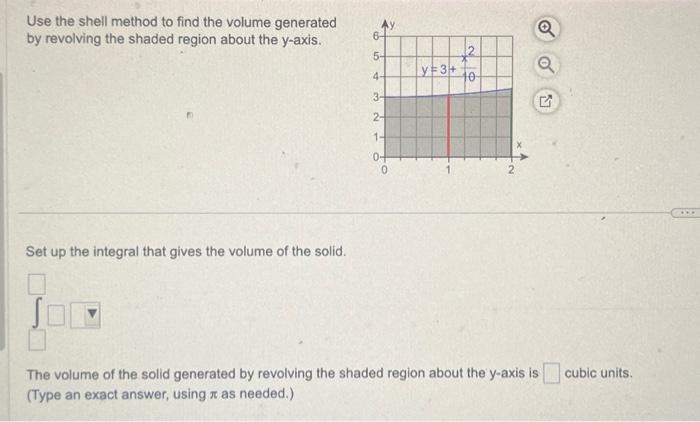 Solved Use the shell method to find the volume generated by | Chegg.com