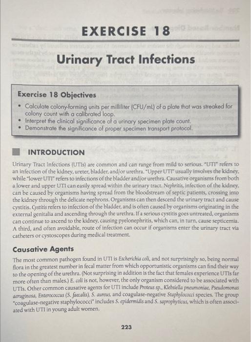 Solved 1) (1 point) Urinary tract infections (UTI) can begin | Chegg.com