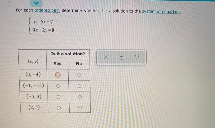 Solved For each ordered pair, determine whether it is a | Chegg.com