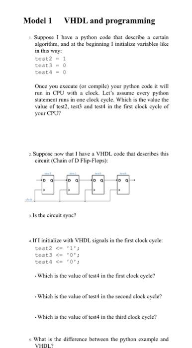 Model 1 VHDL and programming 1. Suppose I have a | Chegg.com