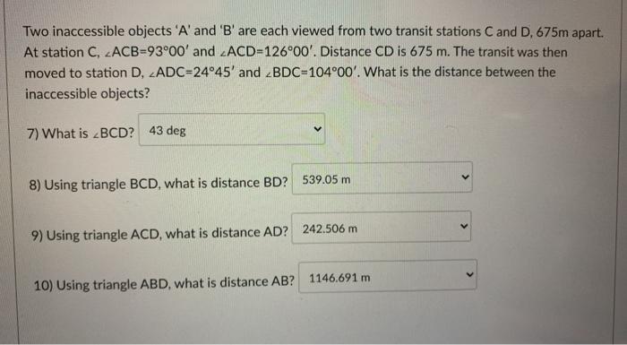 Solved Two inaccessible objects 'A' and 'B' are each viewed | Chegg.com