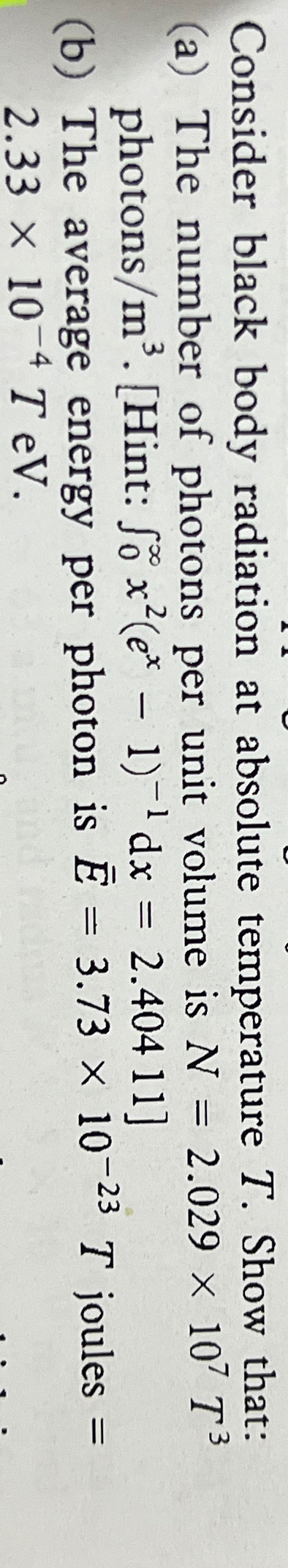 Solved Consider black body radiation at absolute temperature | Chegg.com
