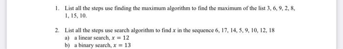 Solved 1. List all the steps use finding the maximum | Chegg.com