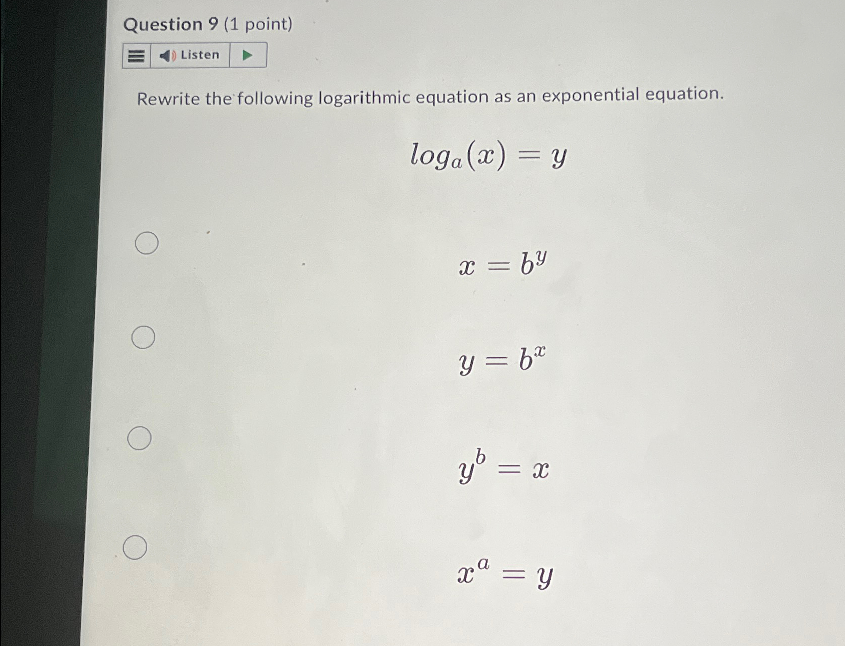 Solved Question 9 (1 ﻿point)Rewrite the following | Chegg.com