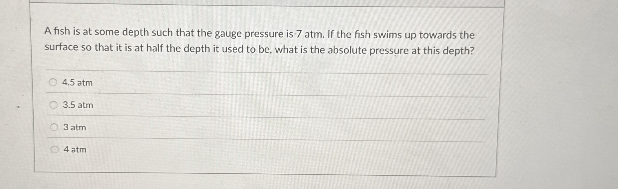 A fish is at some depth such that the gauge pressure | Chegg.com