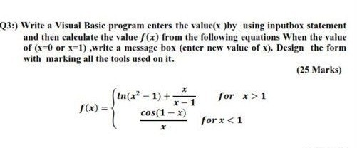 Solved Q3:) Write a Visual Basic program enters the | Chegg.com