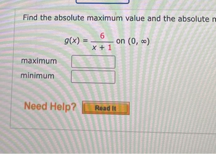 Find the absolute maximum value and the absolute n | Chegg.com
