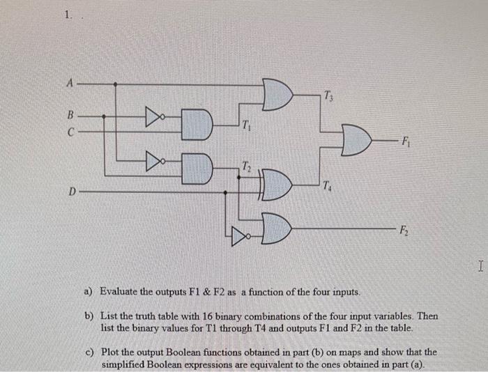 Solved a) Evaluate the outputs F1 \& F2 as a function of the | Chegg.com