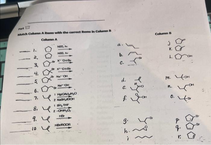 Solved Match Column A ltems with the correct ftems in Column | Chegg.com
