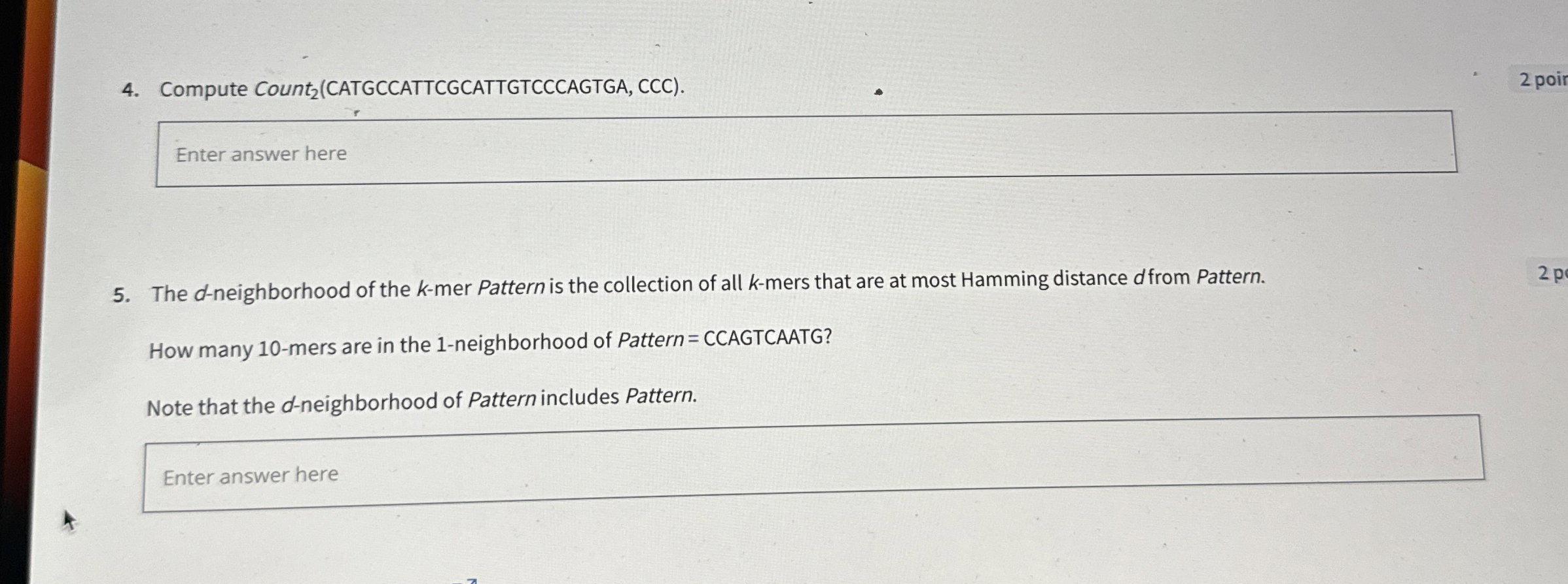 Solved Compute Count 2 (CATGCCATTCGCATTGTCCCAGTGA, ﻿CCC).The | Chegg.com