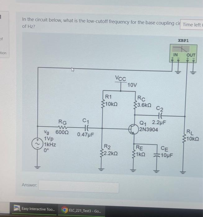 Solved In the circuit below, what is the low-cutoff | Chegg.com