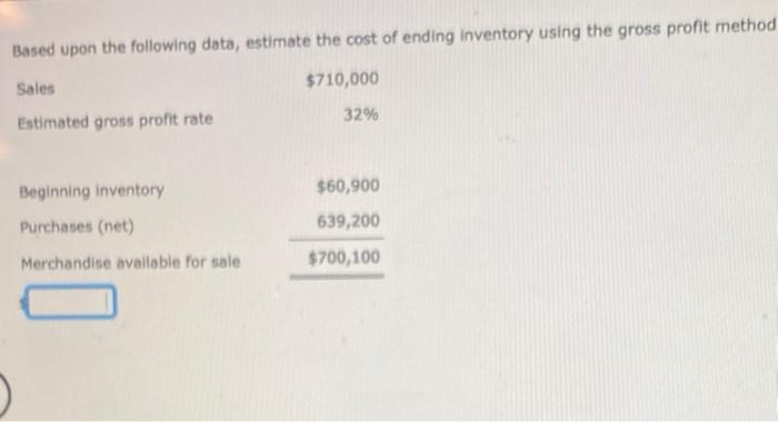 Solved Based upon the following data, estimate the cost of | Chegg.com