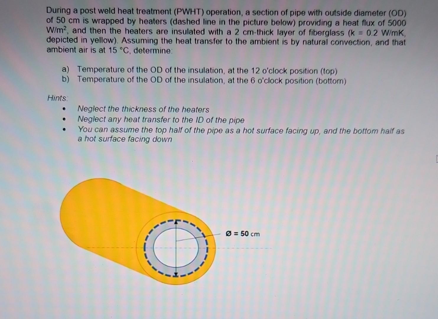 During a post weld heat treatment (PWHT) operation, a | Chegg.com