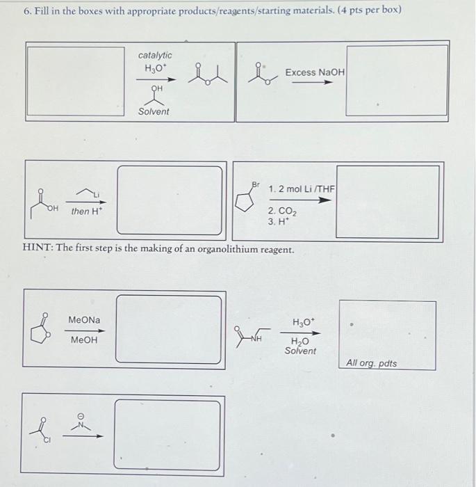 Solved 6. Fill in the boxes with appropriate | Chegg.com