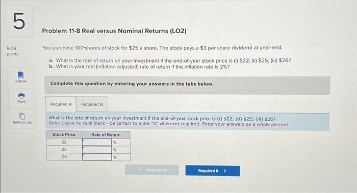 Solved Problem 11-8 Real versus Nominal Returns (LO2) You | Chegg.com