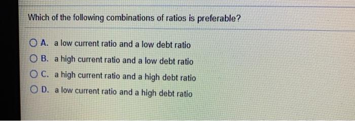 Solved Which of the following combinations of ratios is | Chegg.com
