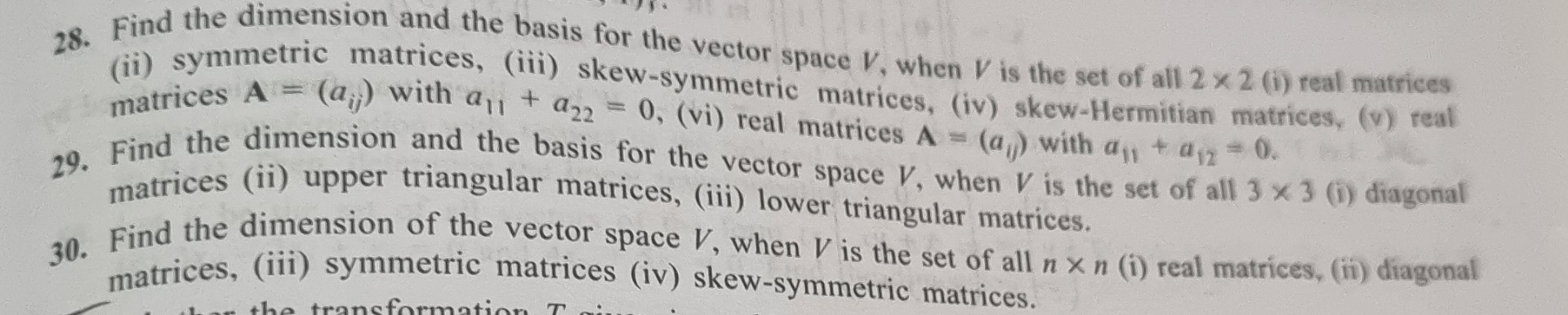 Solved Find the dimension and the basis for the vector space | Chegg.com