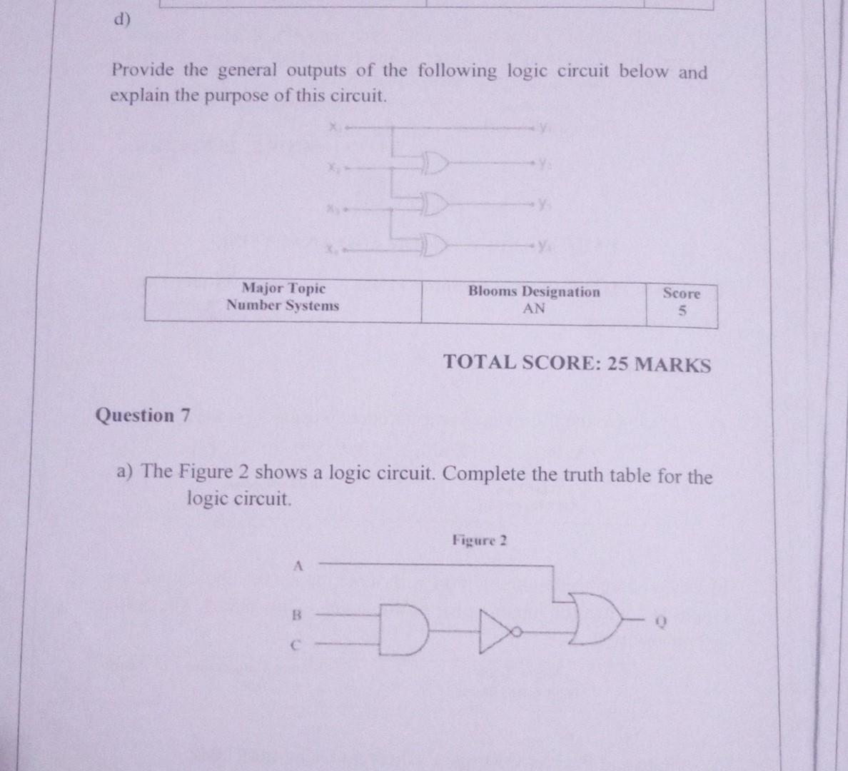 Solved Provide the general outputs of the following logic | Chegg.com