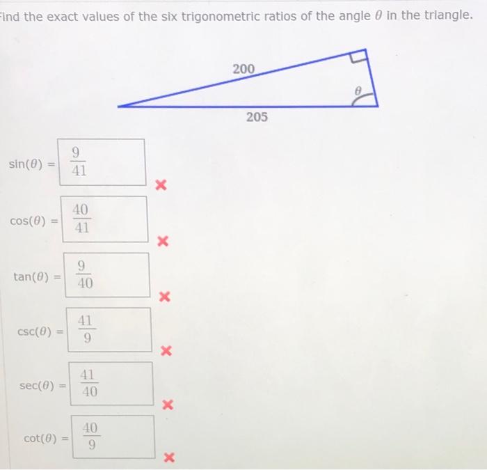 Solved Ind the exact values of the six trigonometric ratios | Chegg.com Solved Ind the exact values of the six trigonometric ratios | Chegg.com