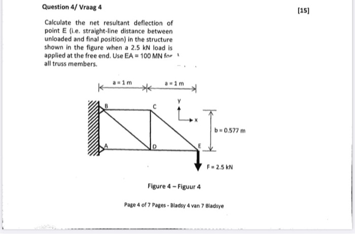 Solved Question 4/ Vraag 4 (15) Calculate the net resultant | Chegg.com