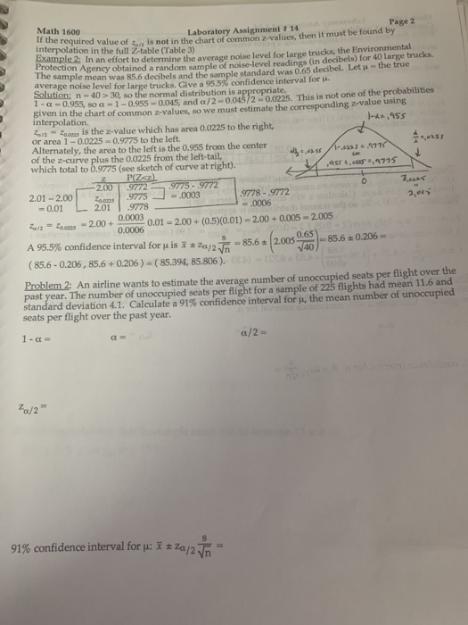 Solved Math 1600 Laboratory Assignment # 14 Name | Chegg.com