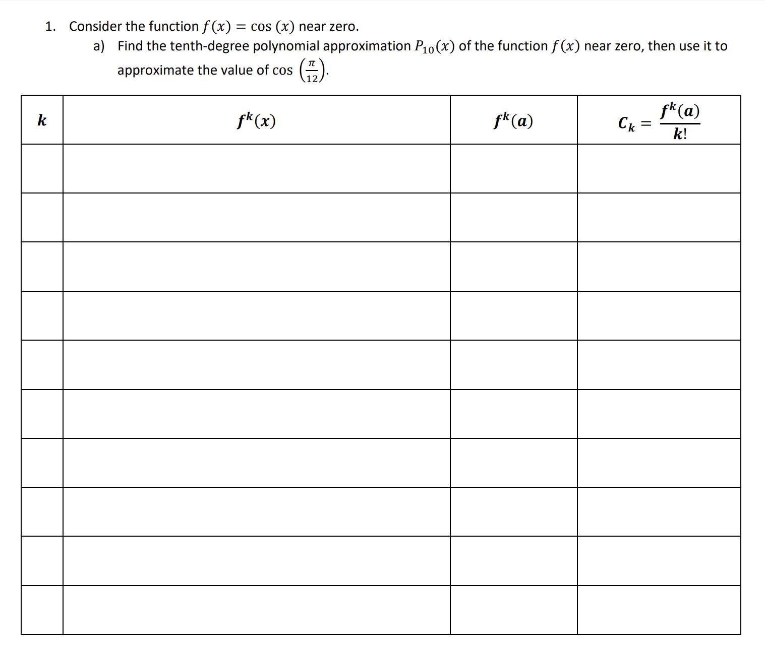 Solved Consider the function f(x)=cos(x) ﻿near zero.a) ﻿Find | Chegg.com
