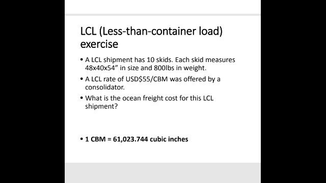Solved LCL (Less-than-container load) exercise • A LCL | Chegg.com