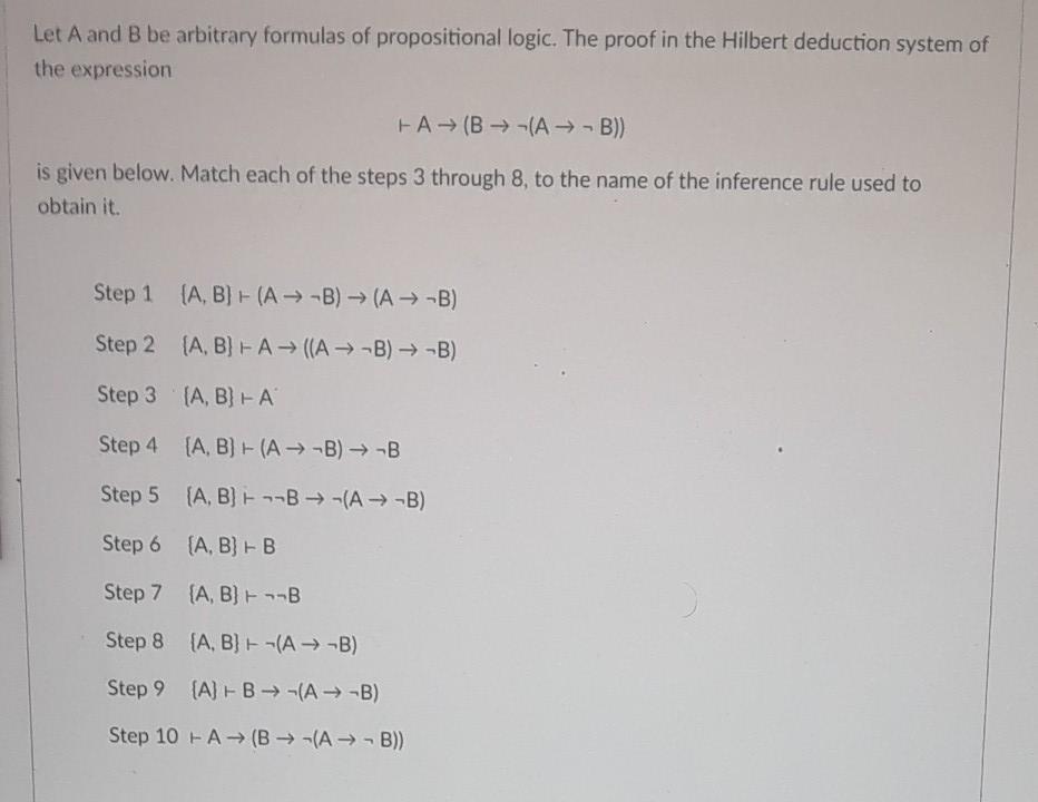 Solved Let A and B be arbitrary formulas of propositional | Chegg.com