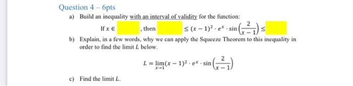 Solved Question 4 - 6pts a) Build an inequality with an | Chegg.com