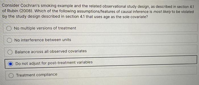 Solved Consider Cochran's smoking example and the related | Chegg.com