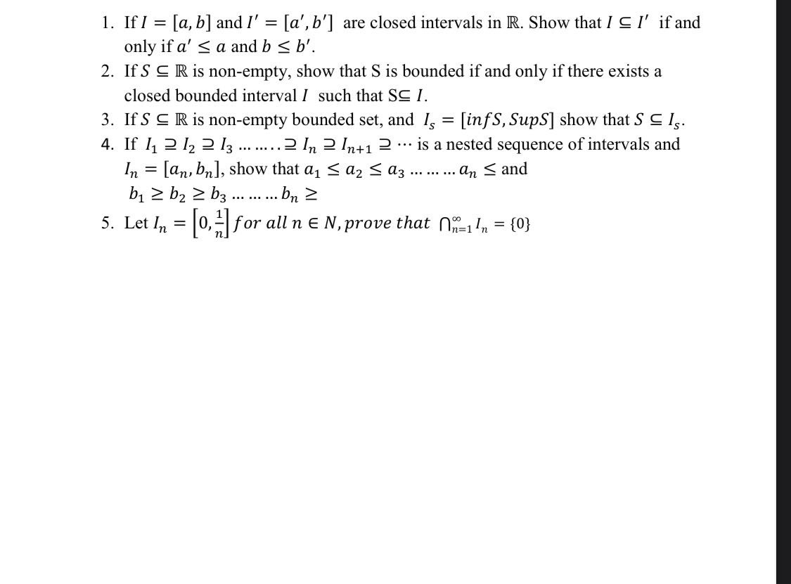 Solved If I=[a,b] ﻿and I'=[a',b'] ﻿are closed intervals in | Chegg.com