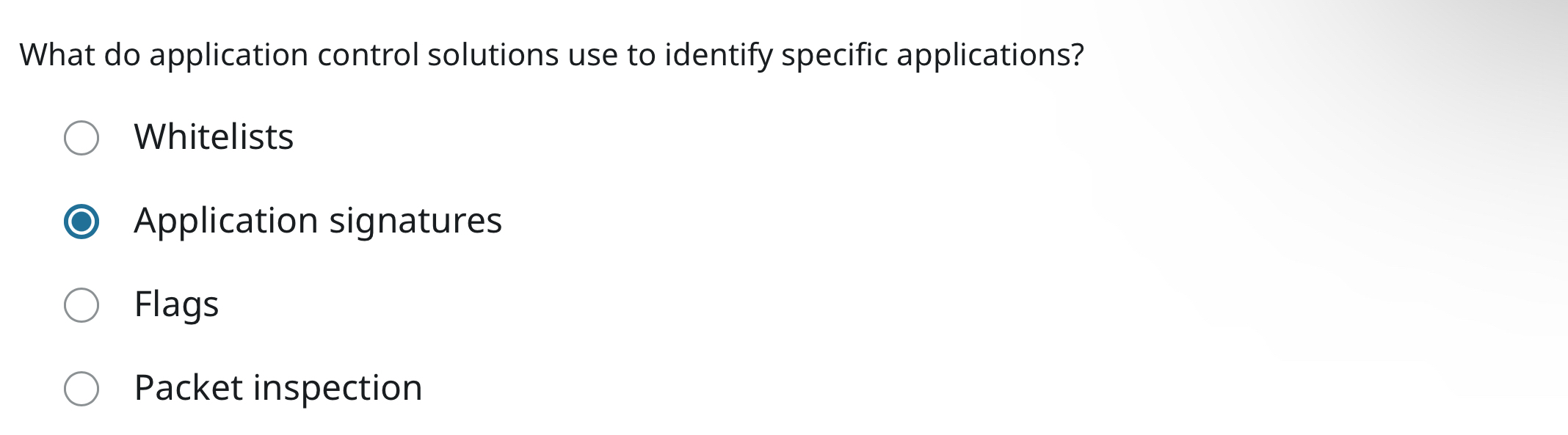 Solved What do application control solutions use to identify | Chegg.com