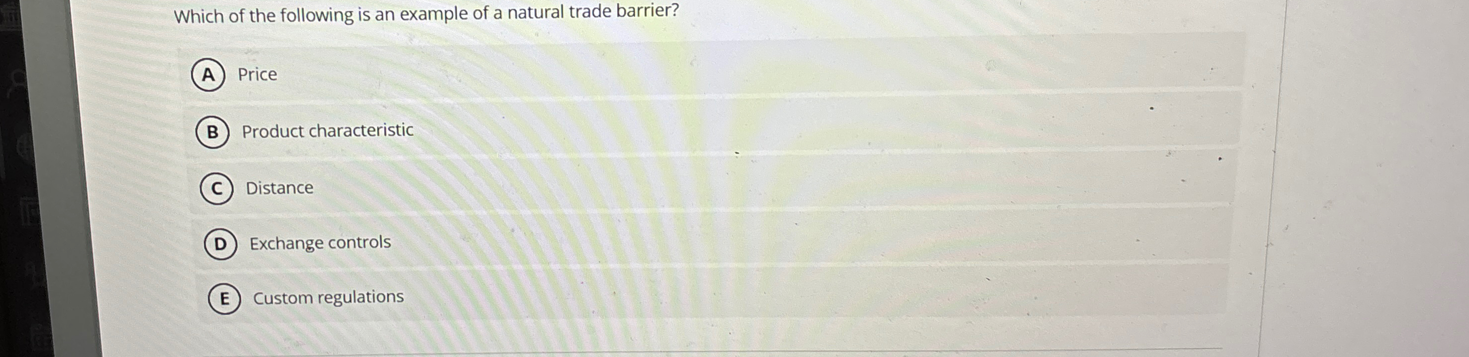 Solved Which of the following is an example of a natural | Chegg.com