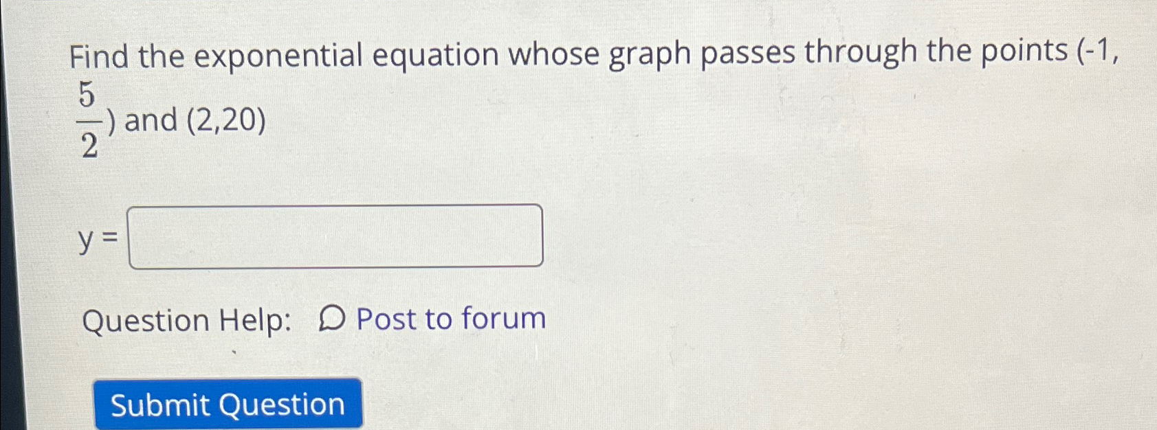 Solved Find the exponential equation whose graph passes | Chegg.com