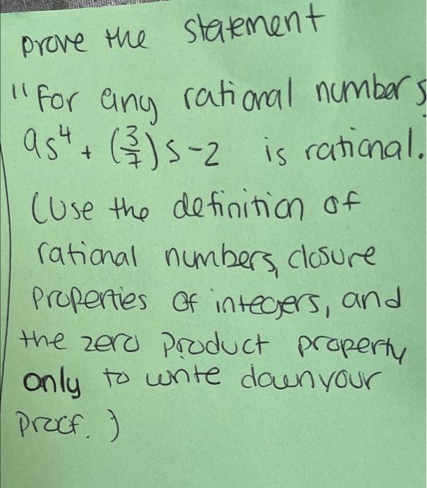 Solved prove the statement + "for any rational numbers as" + | Chegg.com
