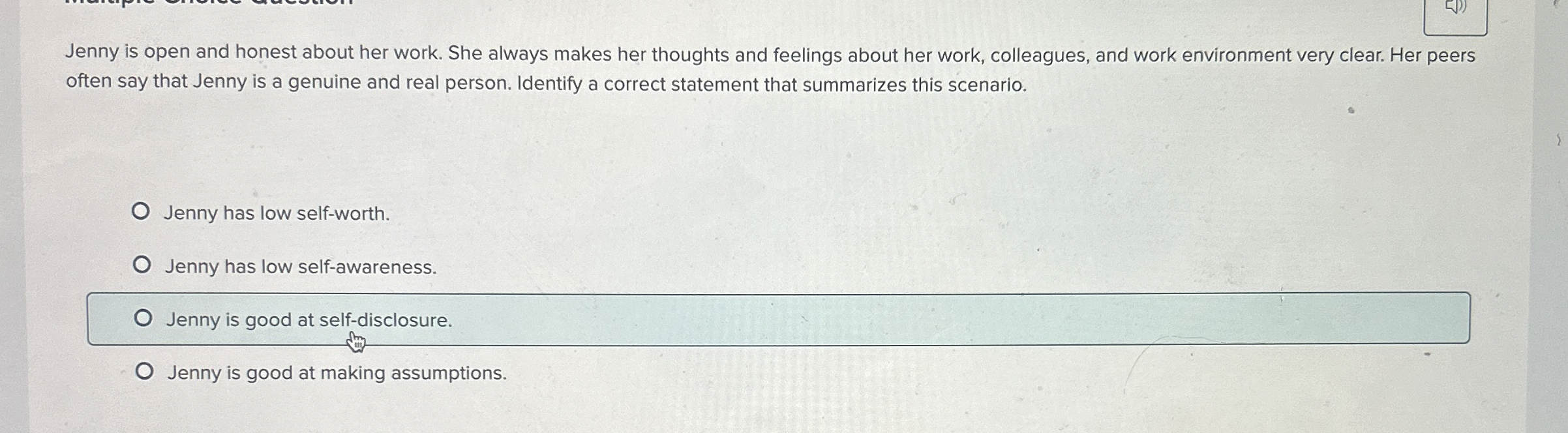 Solved Jenny is open and honest about her work. She always | Chegg.com