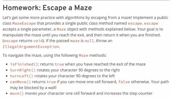 Solved Homework: Escape a Maze Let's get some more practice | Chegg.com