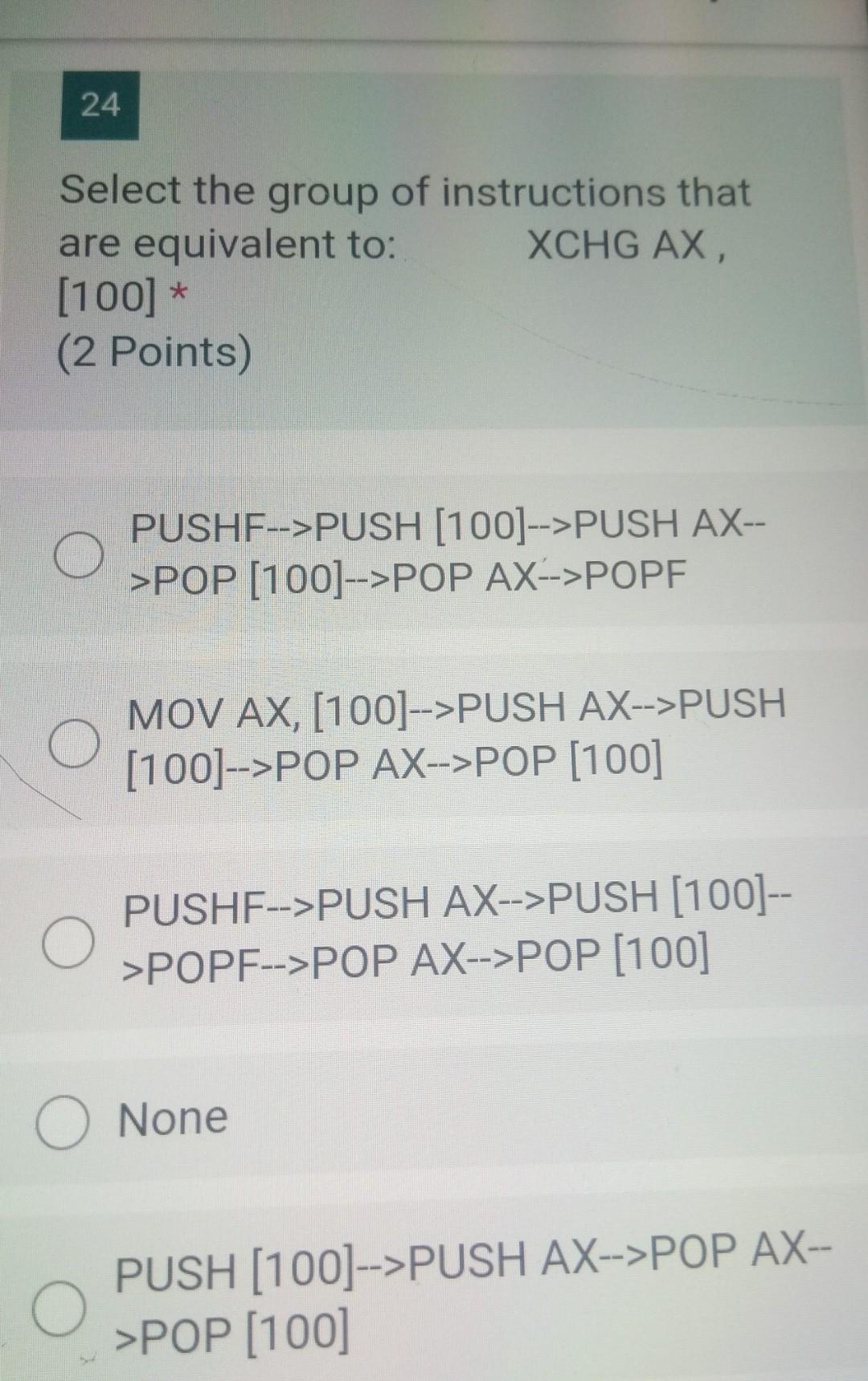 Solved 24 Select the group of instructions that are | Chegg.com