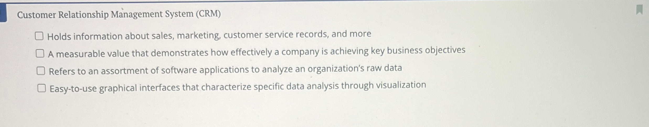 Solved Customer Relationship Management System (CRM)Holds | Chegg.com