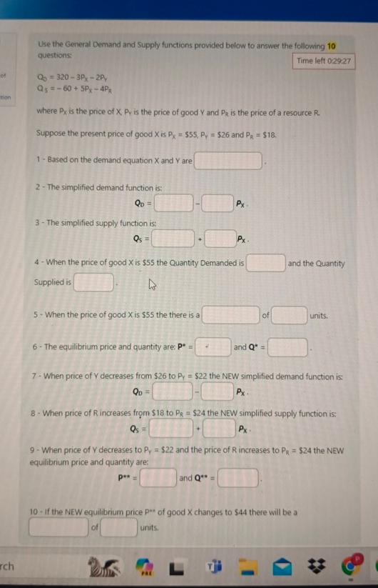 Solved Use the General Demand and Supply functions provided | Chegg.com