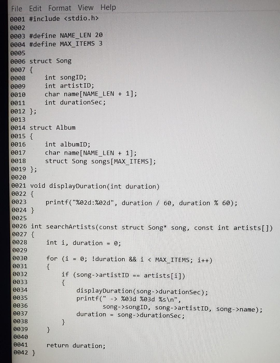 Solved File Edit Format View Help 0001 #include 0002 0003 | Chegg.com