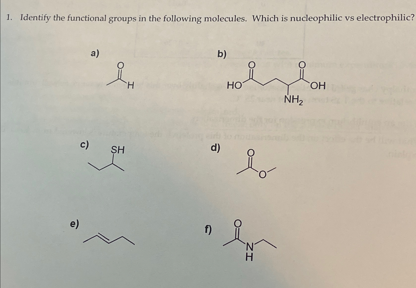 Solved Identify the functional groups in the following | Chegg.com