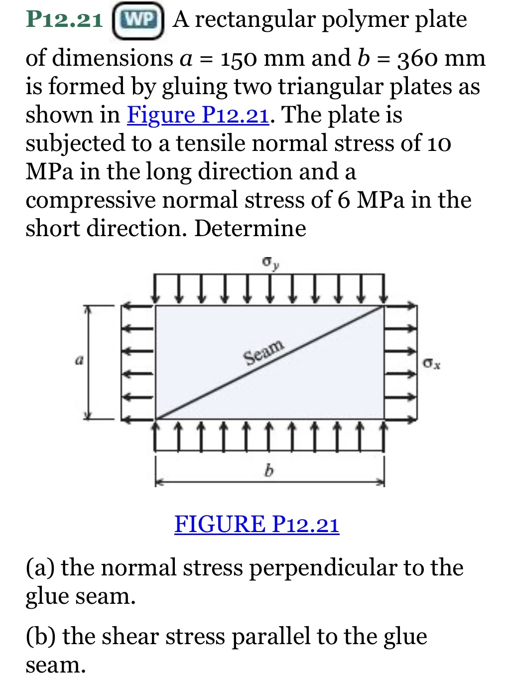 Solved P12.21 ﻿A rectangular polymer plate of dimensions | Chegg.com