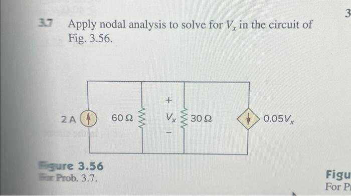 Solved 37. Apply nodal analysis to solve for Vx in the | Chegg.com