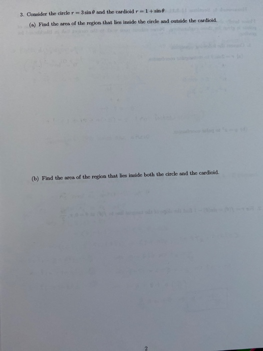 Solved 3. Consider the circle 3 sin and the cardioid r=1+ | Chegg.com