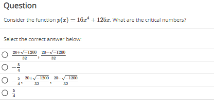Solved Consider the function p(x)=16x4+125x ﻿. ﻿What are | Chegg.com