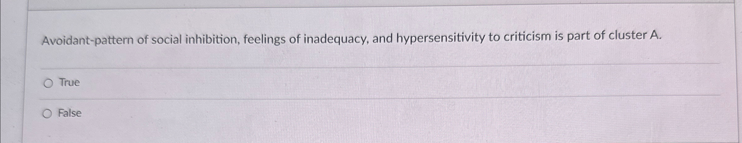 Solved Avoidant-pattern of social inhibition, feelings of | Chegg.com