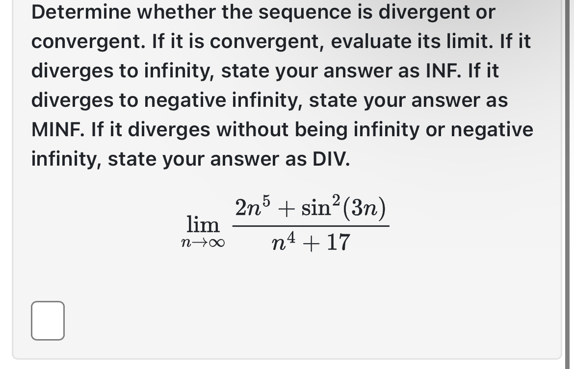 Solved Determine whether the sequence is divergent or | Chegg.com