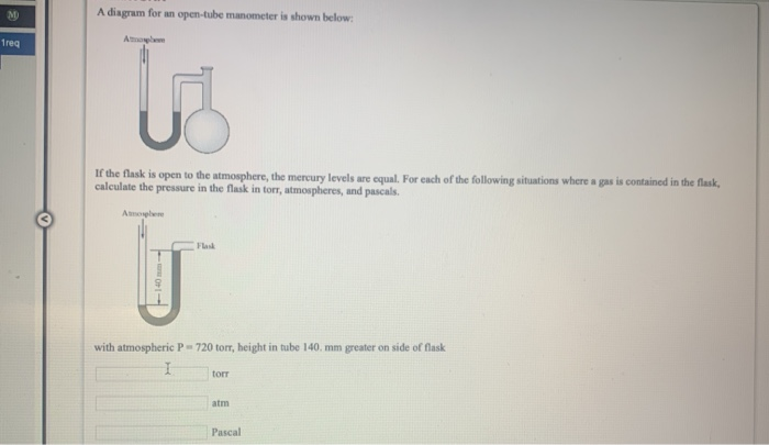 Solved MD A diagram for an open-tube manometer is shown | Chegg.com